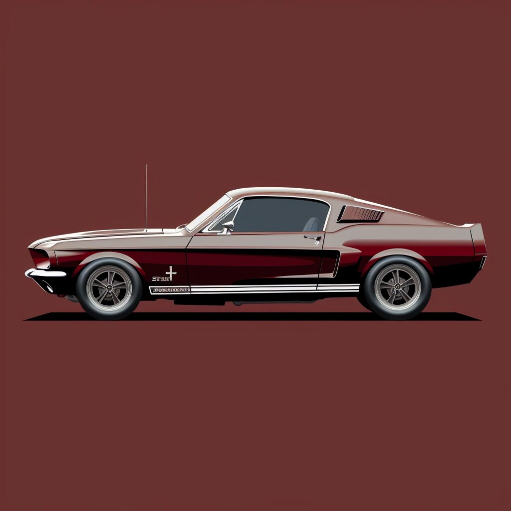 Red Mustang Side Profile Digital Art File, High Resolution (1644x1644 ...