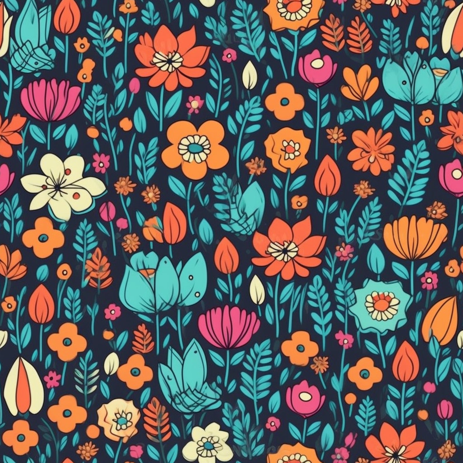 Flowers Pattern Digital Art, Repeatable Pattern, High Resolution ...