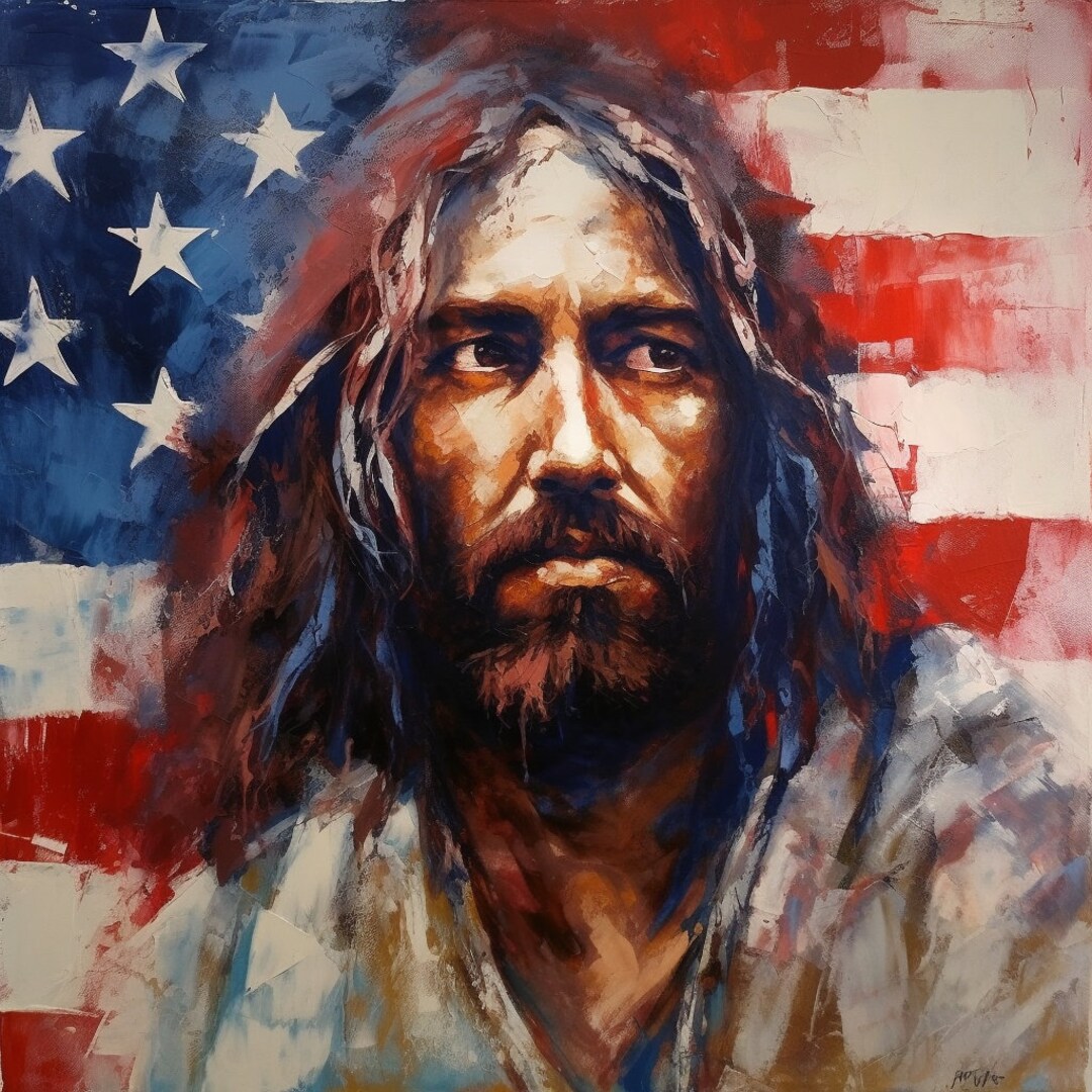 Jesus With American Flag Digital Art File, High Resolution (1644x1644 ...