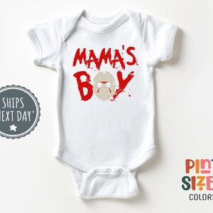 Mama's Boy Baby Onesie® Funny Slasher Bodysuit Retro Boys Halloween ...