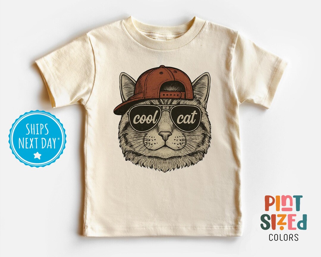 Cool Cat Toddler Shirt Funny Cat Kids Natural Tee Wild Child White ...