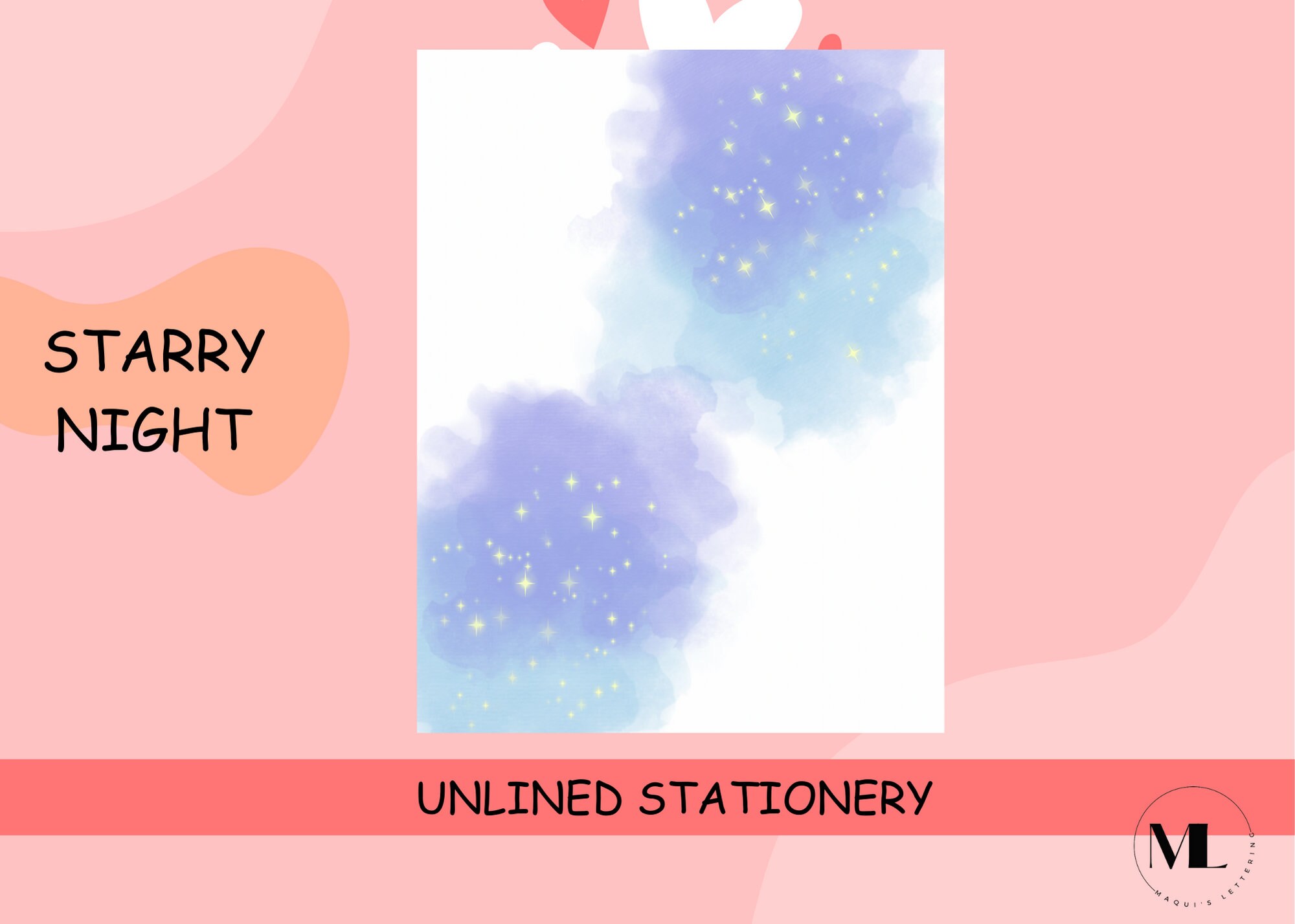 Starry Night Printable Stationery, Digital Stationery, Starry Night ...