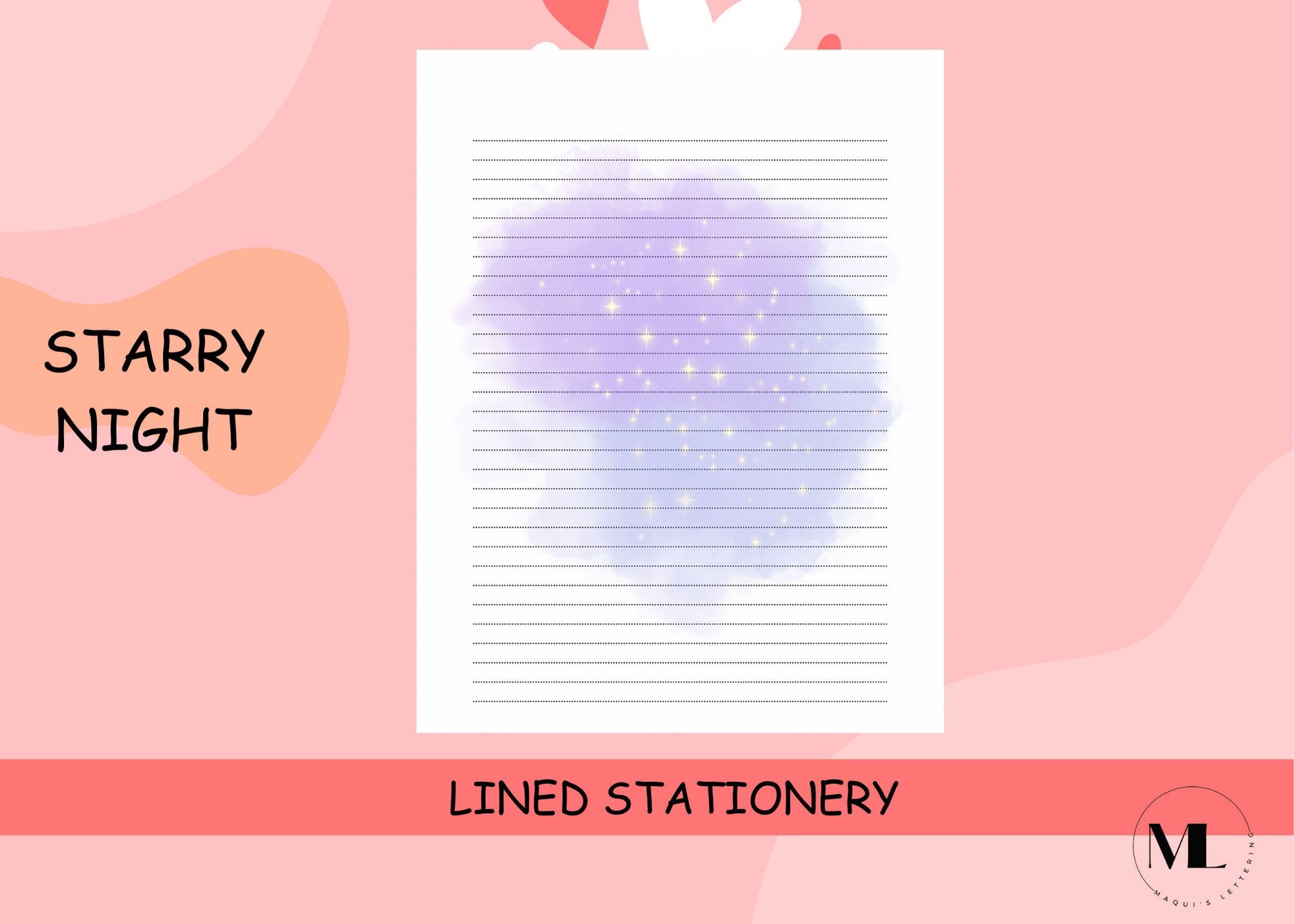 Starry Night Printable Stationery, Digital Stationery, Starry Night ...