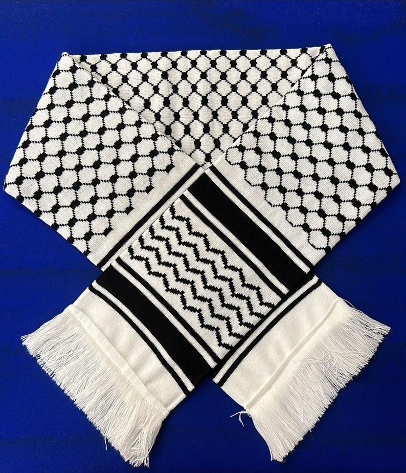 Palestinian Keffiyeh Scarf | Black & White Kufiya | Traditional Middle ...