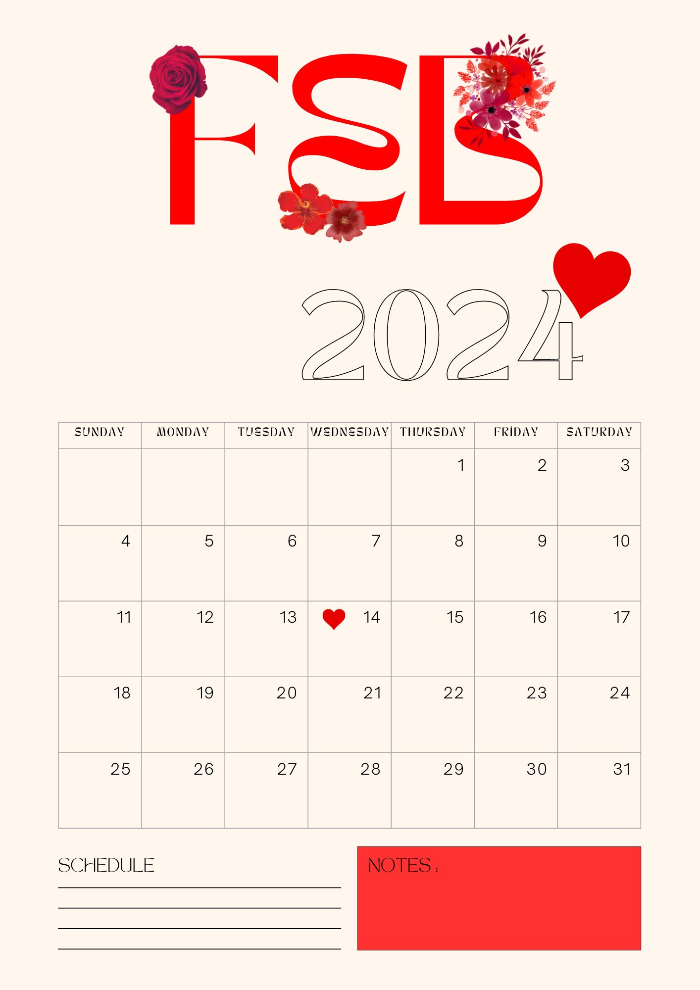 2024 Calendar Printable, A4 Size, Downloadable Calender, Printable ...
