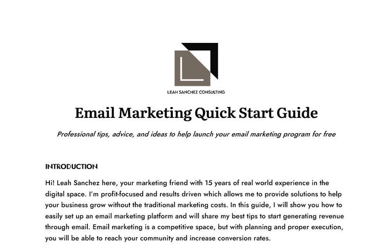 Email Marketing Quick Start Guide - Etsy