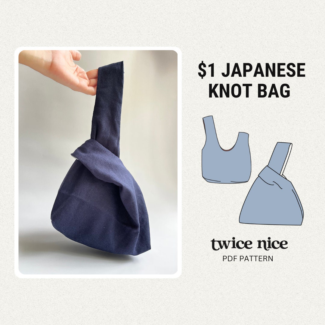 Japanese Knot Bag Sewing Pattern Reversible Wristlet Bag Knot Purse PDF Unique Tote Beginner ...