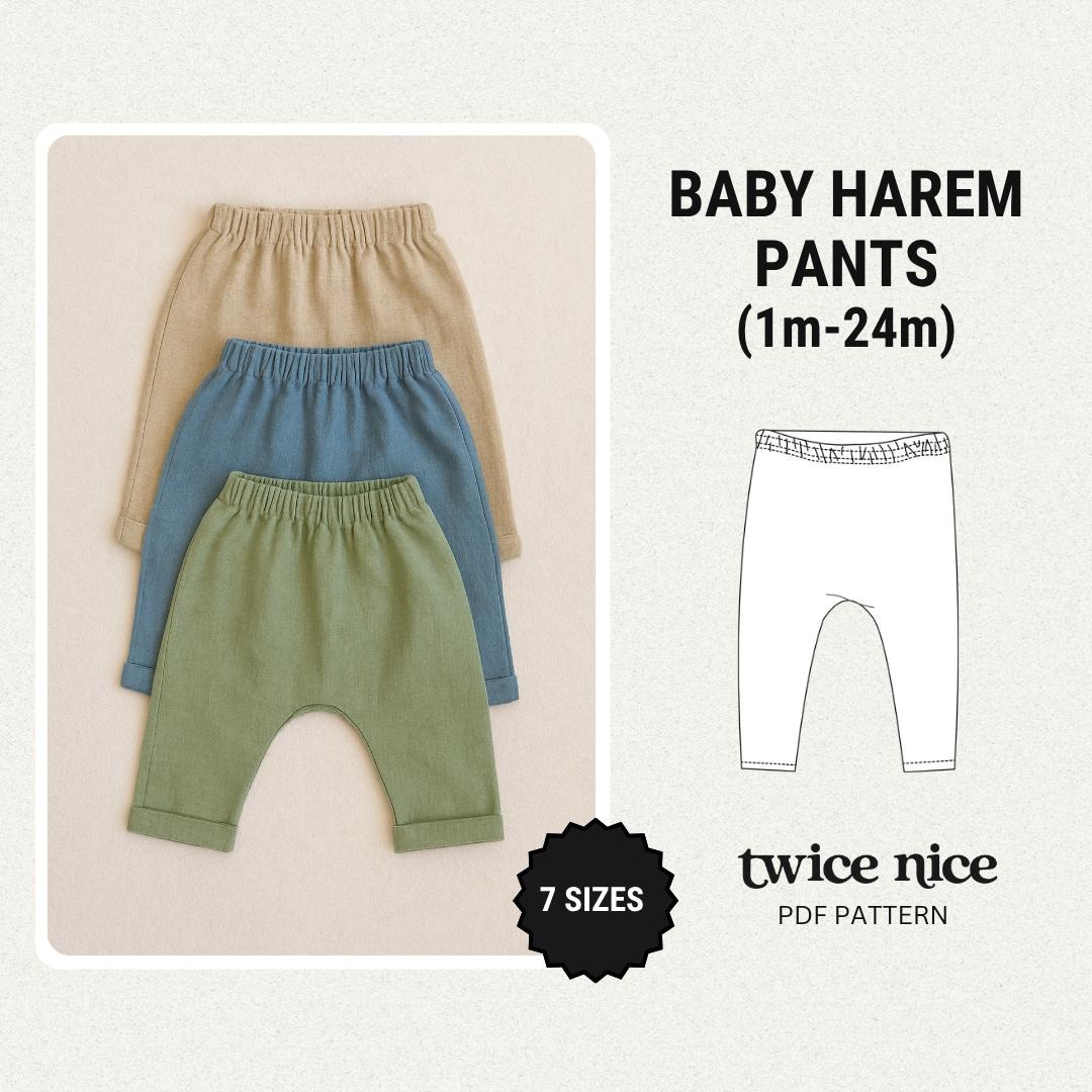 Easy Baby Pants Sewing Pattern: Beginner Elastic Waist Bottoms (PDF ...