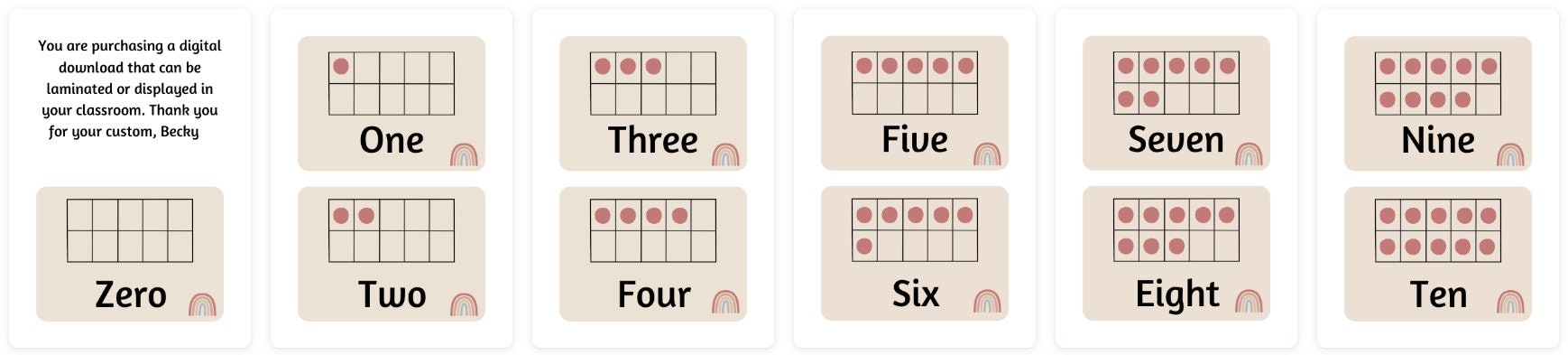 0-10 Numbers on Tens Frame - Etsy
