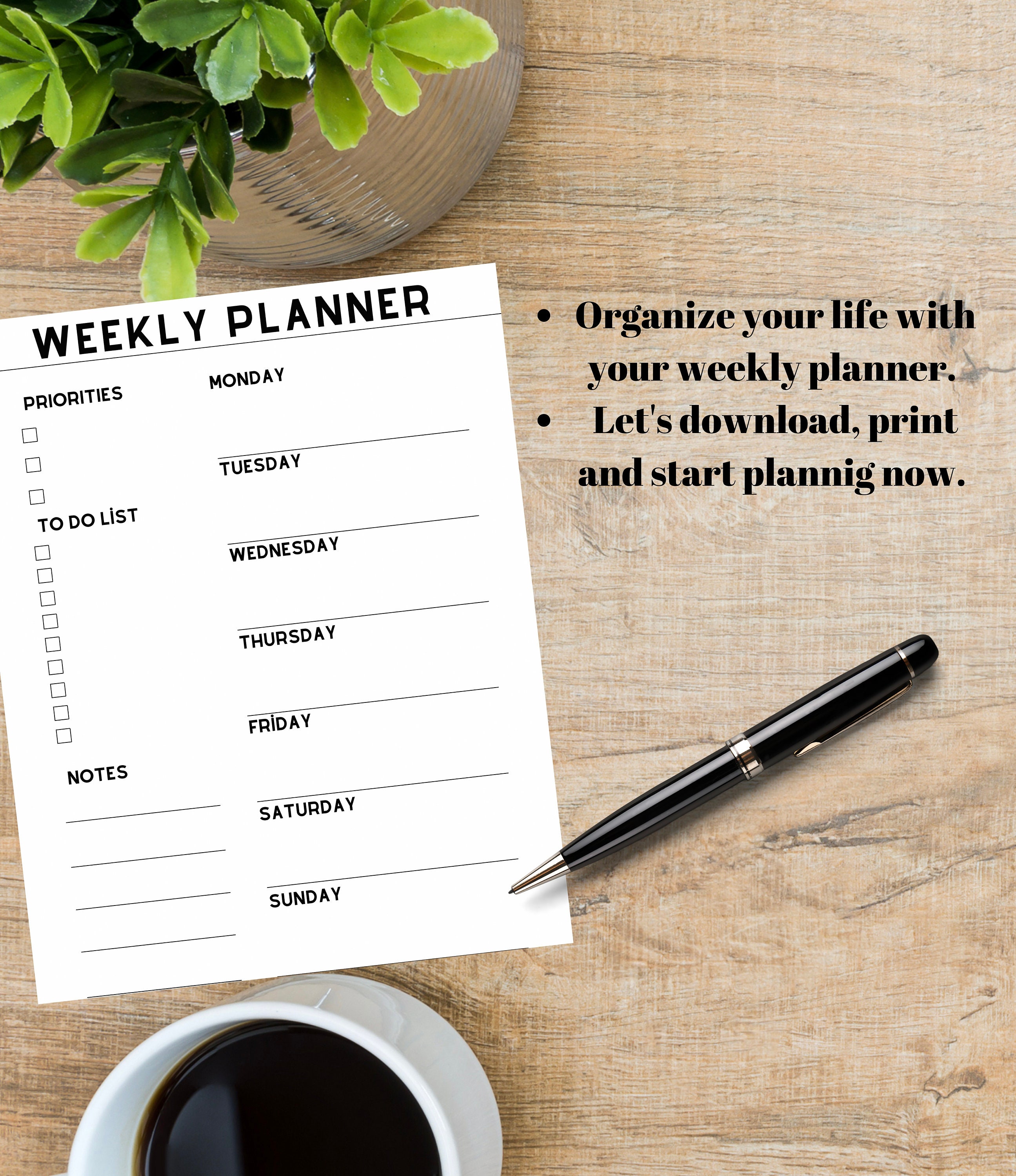 Weekly Planner Printable A4, Minimalist Weekly Schedule, Weekly ...