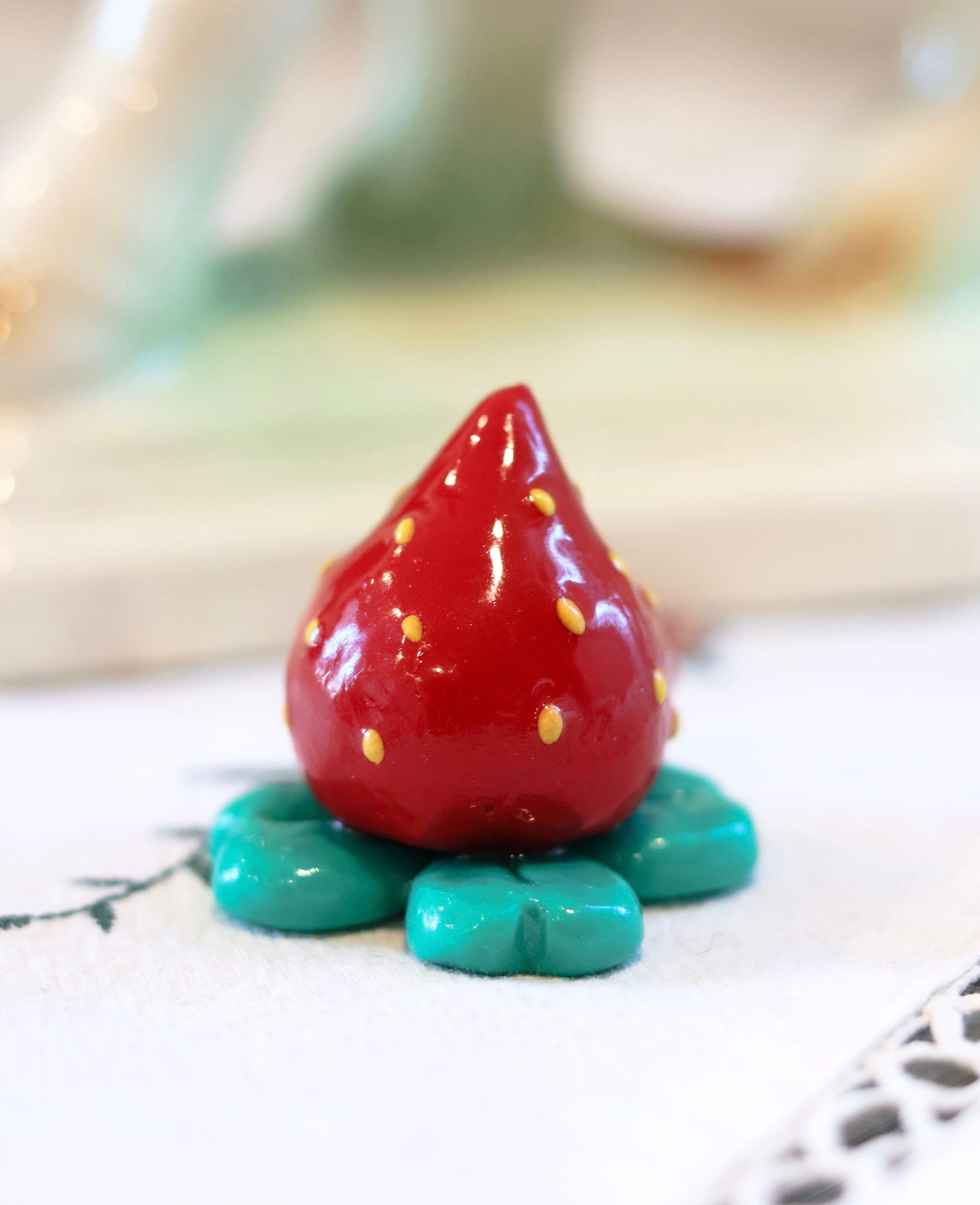 Cute Strawberry Desk Friend, Kawaii Figurine, Handmade Artsy Gift, Free ...