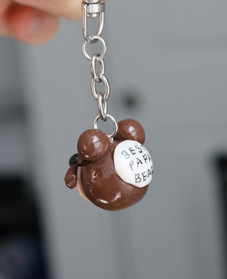 Father's Day Gift, Handmade Kawaii Papa Bear Keychain for Dad, Keyring ...