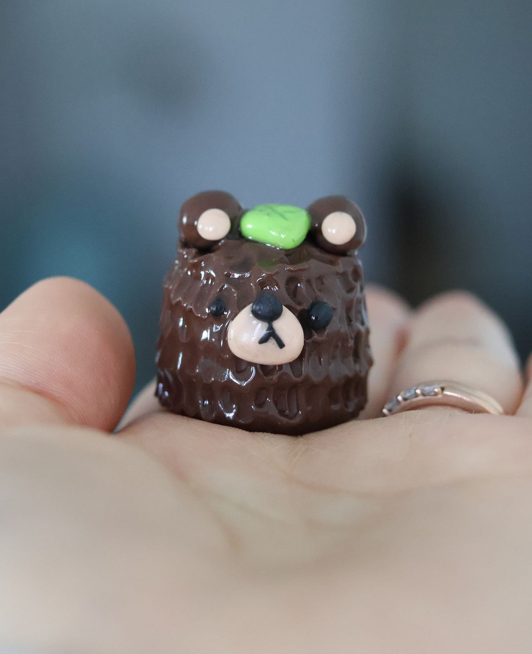 Bear Figurine, Handmade Cute Funny Bear Decorative Collectible, Polymer ...