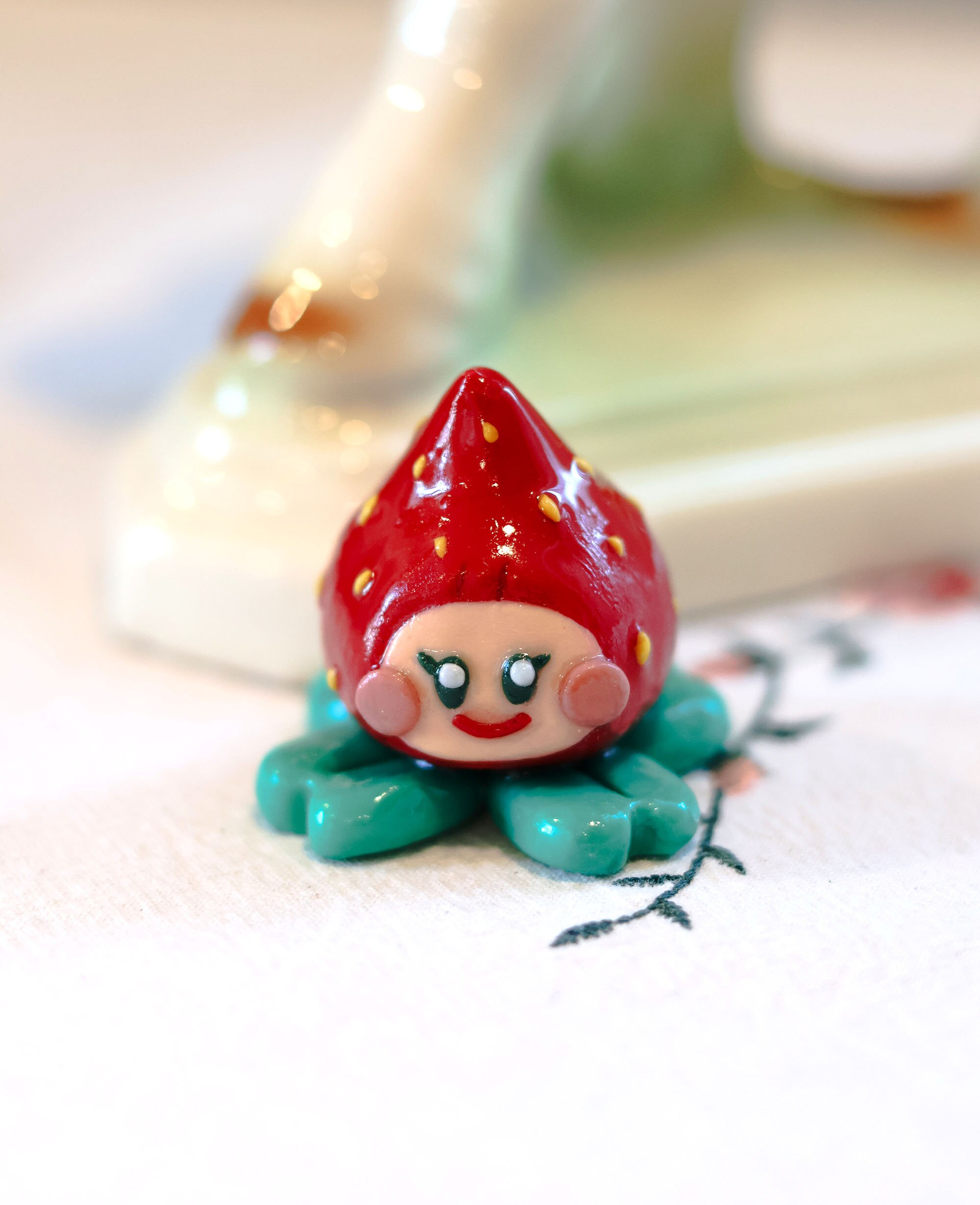 Cute Strawberry Desk Friend, Kawaii Figurine, Handmade Artsy Gift - Etsy