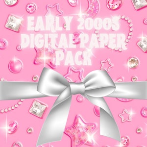 Early 2000s Digital Paper Set, Pink Shiny Papers,y2k Heart Pattern ...