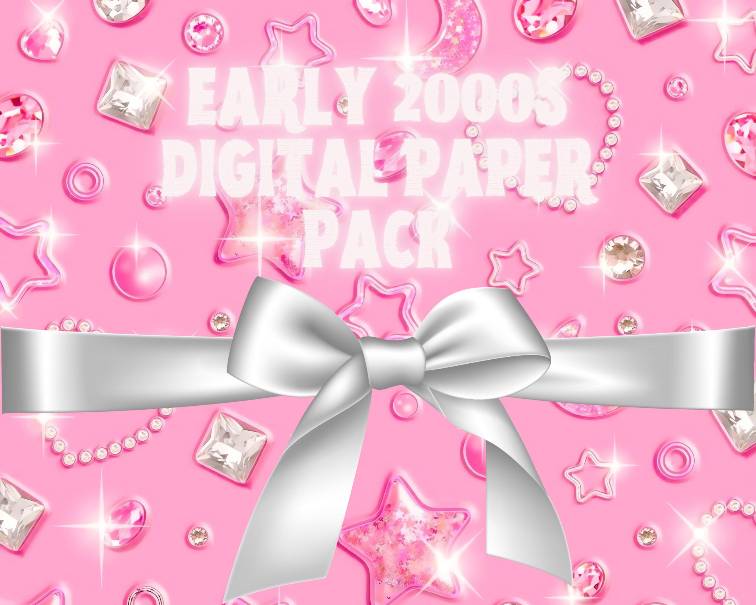 Early 2000s Digital Paper Set, Pink Shiny Papers,y2k Heart Pattern ...