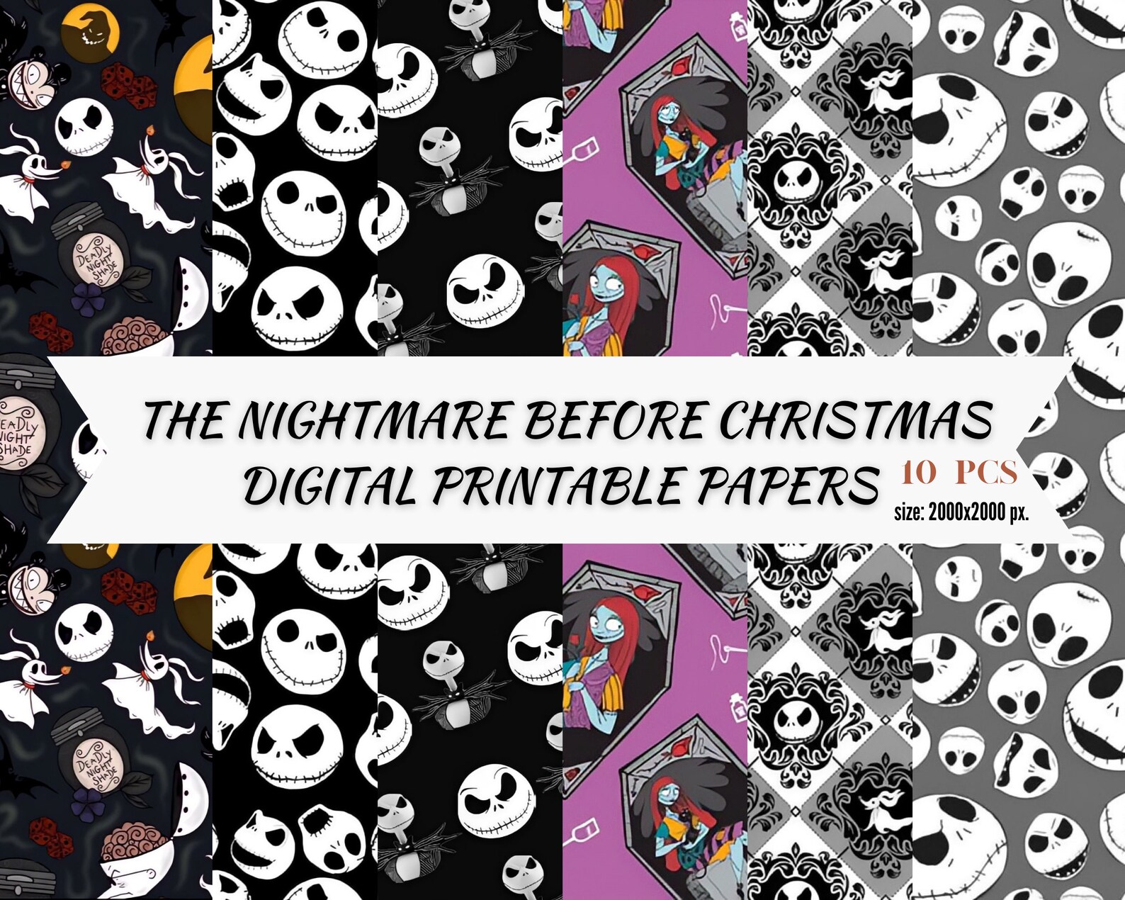 Nightmare Before Christmas Digital Printable Papers Jack and Sally ...