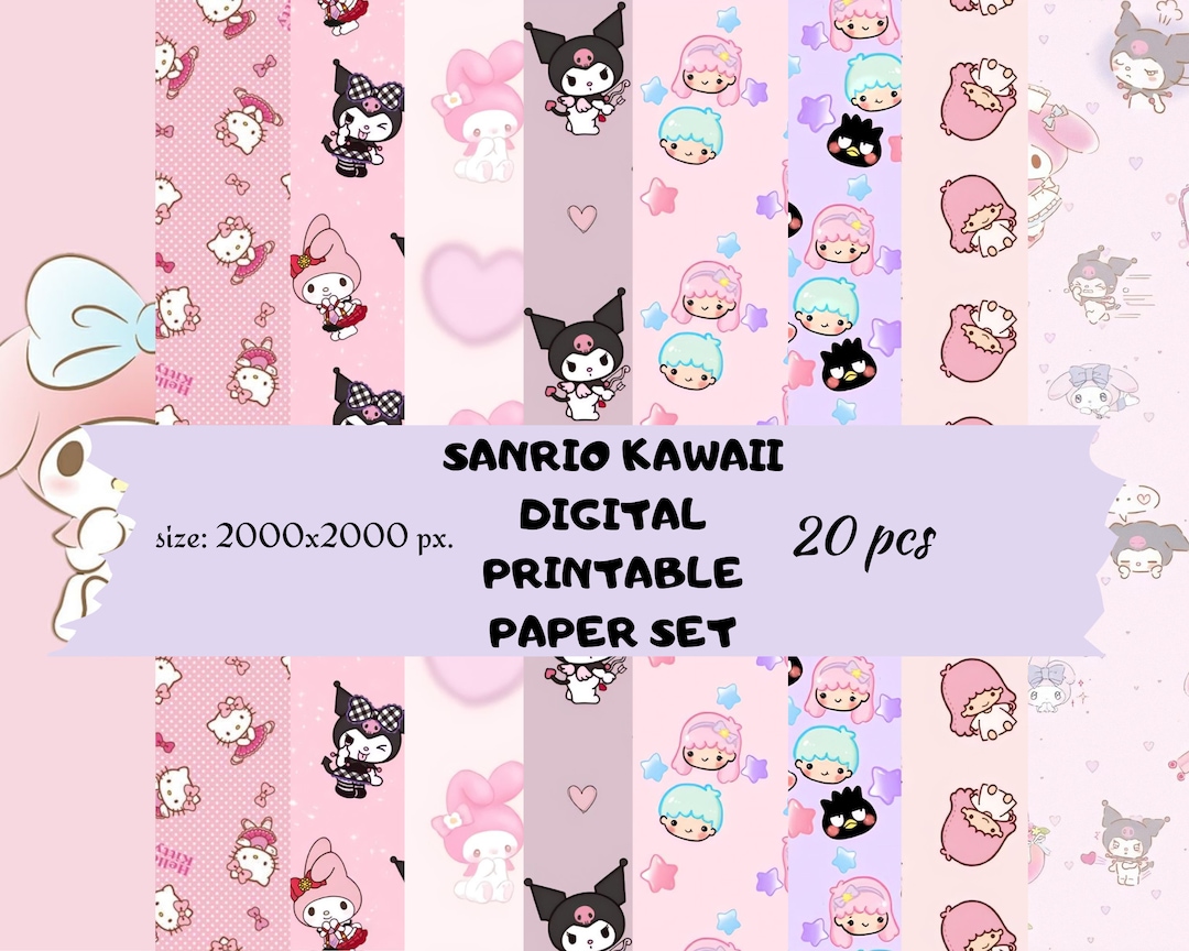 S-anrio Digital Paper Set Kawaii Digital Papers Cute - Etsy UK