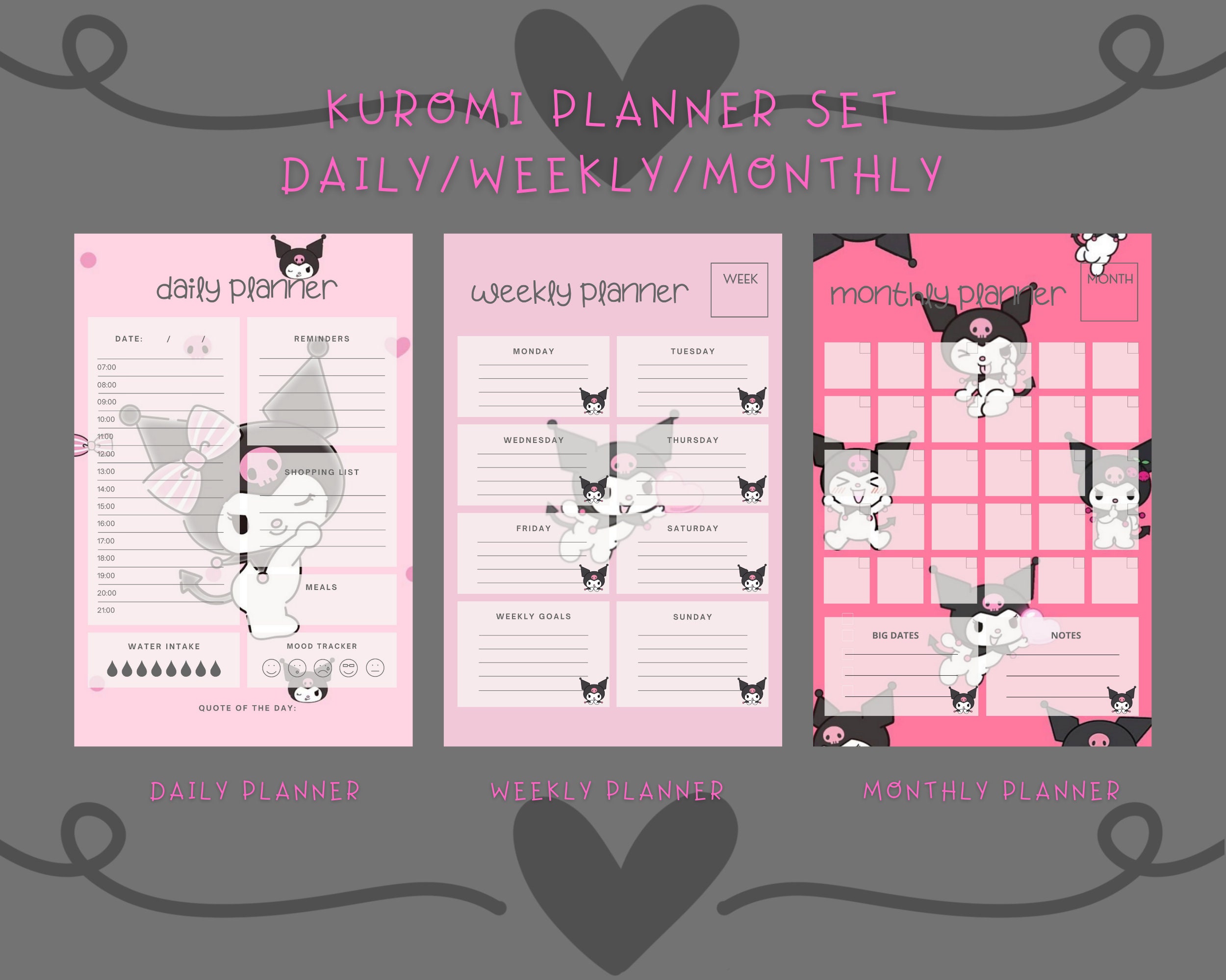 K-uromi Printable Planner Set / Daily / Weekly / Monthly / 3 - Etsy