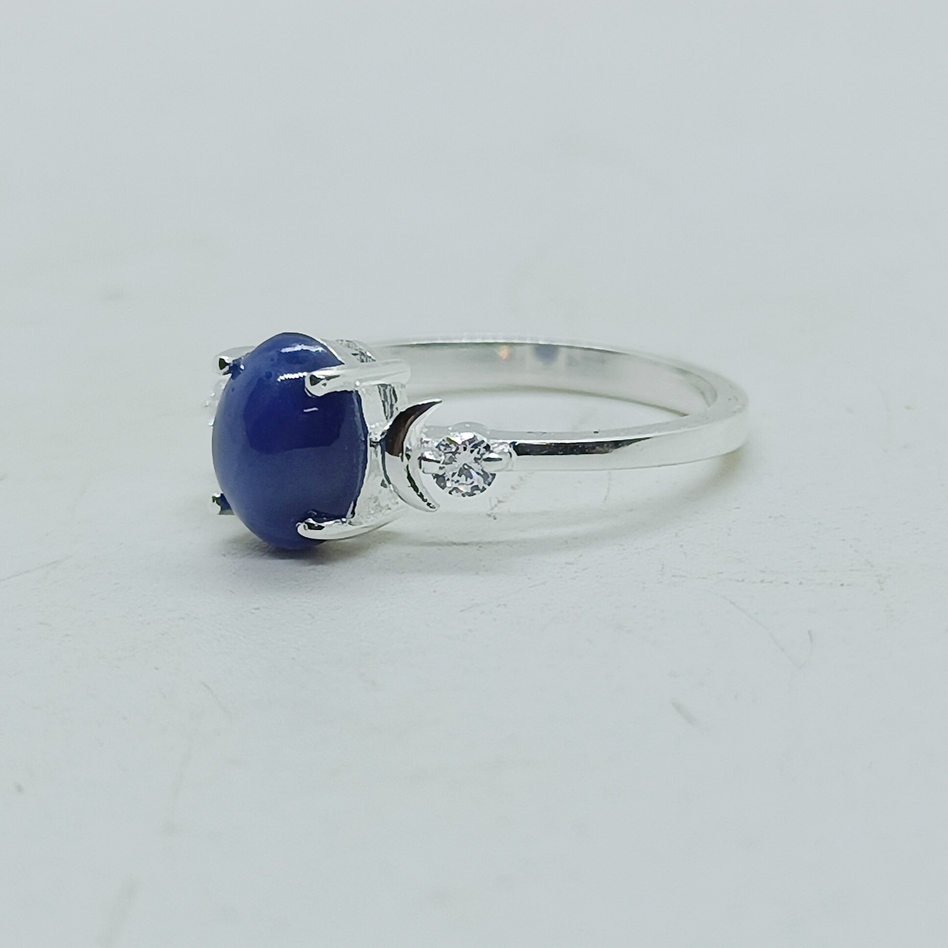Moon Blue Star Sapphire Ring, Star Gemstone, Lindy Star Ring, 925 ...