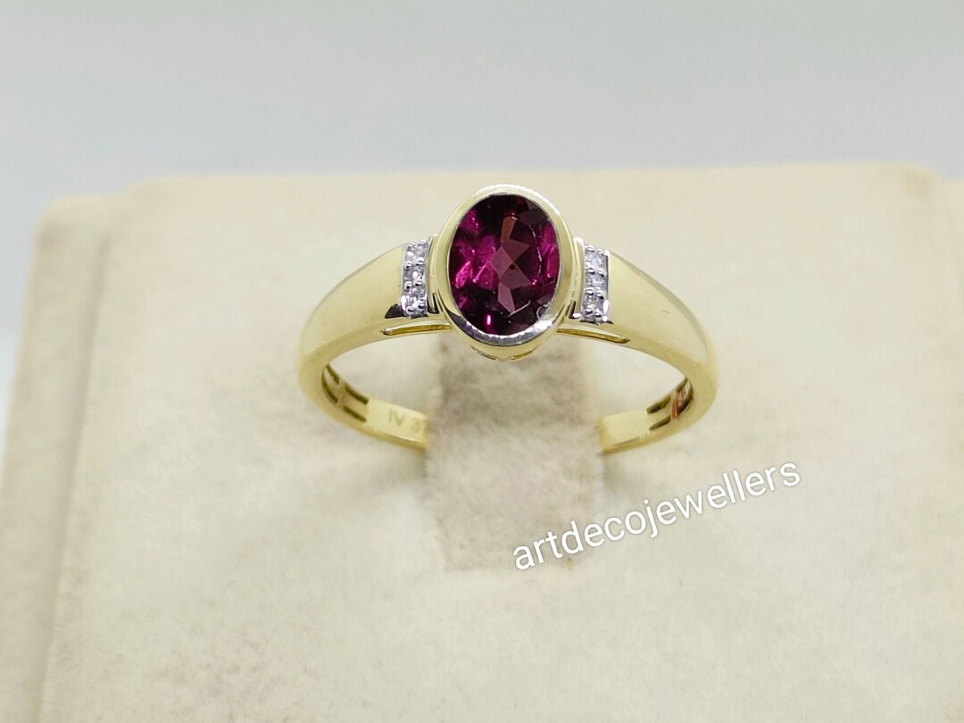 14k Genuine Garnet Engagement Ring, Weeding Ring, Garnet Gemstone Ring ...