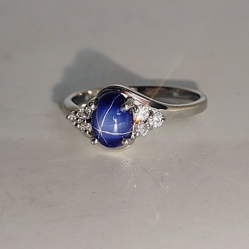 Blue Star Sapphire Ring, Linde Star Sapphire Ring, 6 Rays Star, 68mm ...