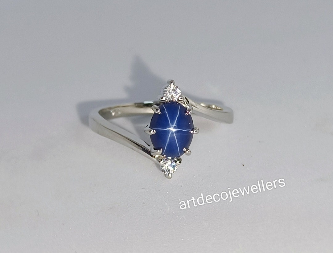 Vintage Blue Lindy Star Sapphire Ring 6 Rays Star Gemstone - Etsy
