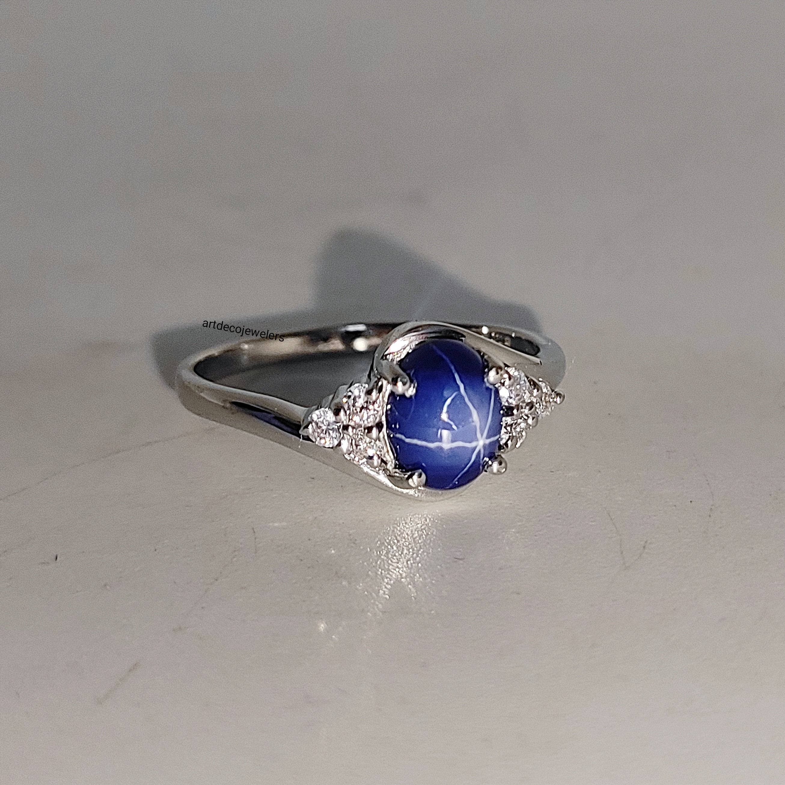 Blue Star Sapphire Ring, Linde Star Sapphire Ring, 6 Rays Star, 68mm ... Blue Star Sapphire Ring, Linde Star Sapphire Ring, 6 Rays Star, 68mm ...