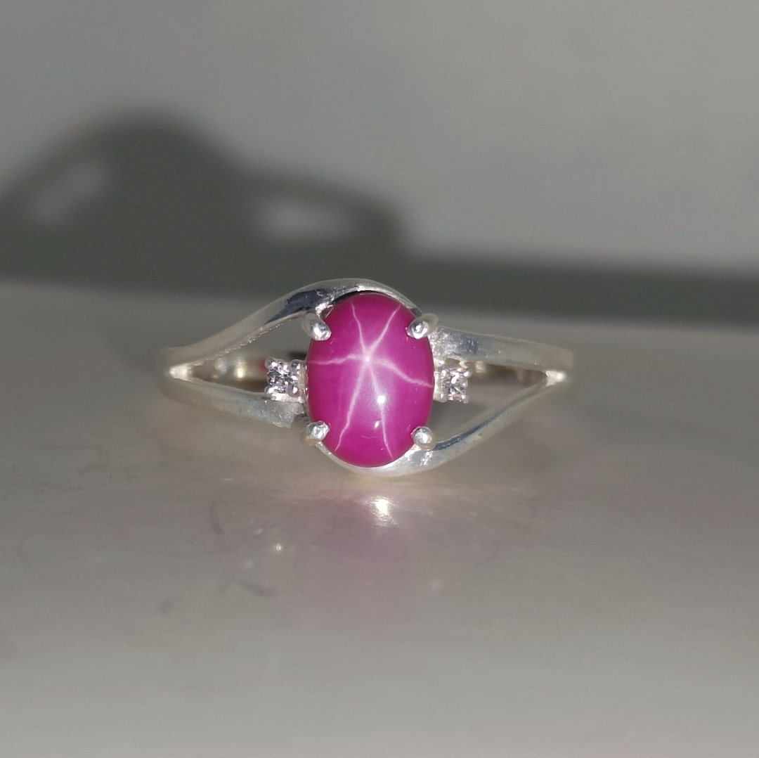 Pink Star Sapphire Promise Ring, Lindy Star Ring, Star Gemstone, 925 ...