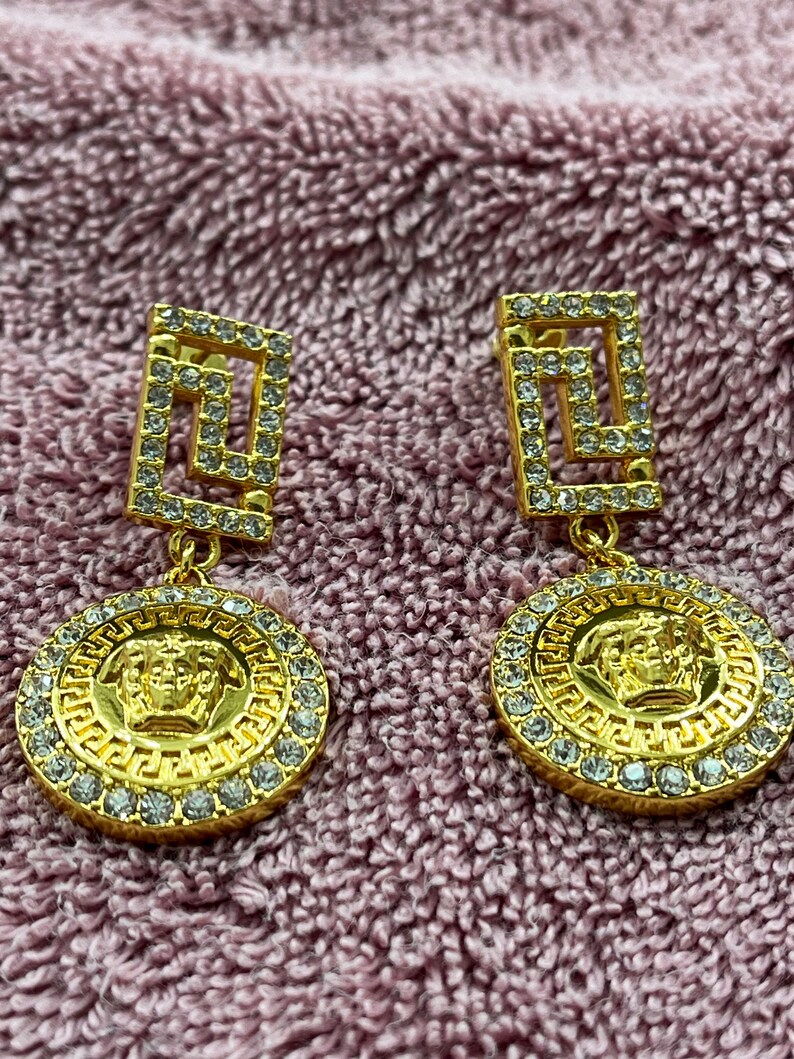 Original Versace Medusa Head Diamanté Dangle Earrings - Etsy