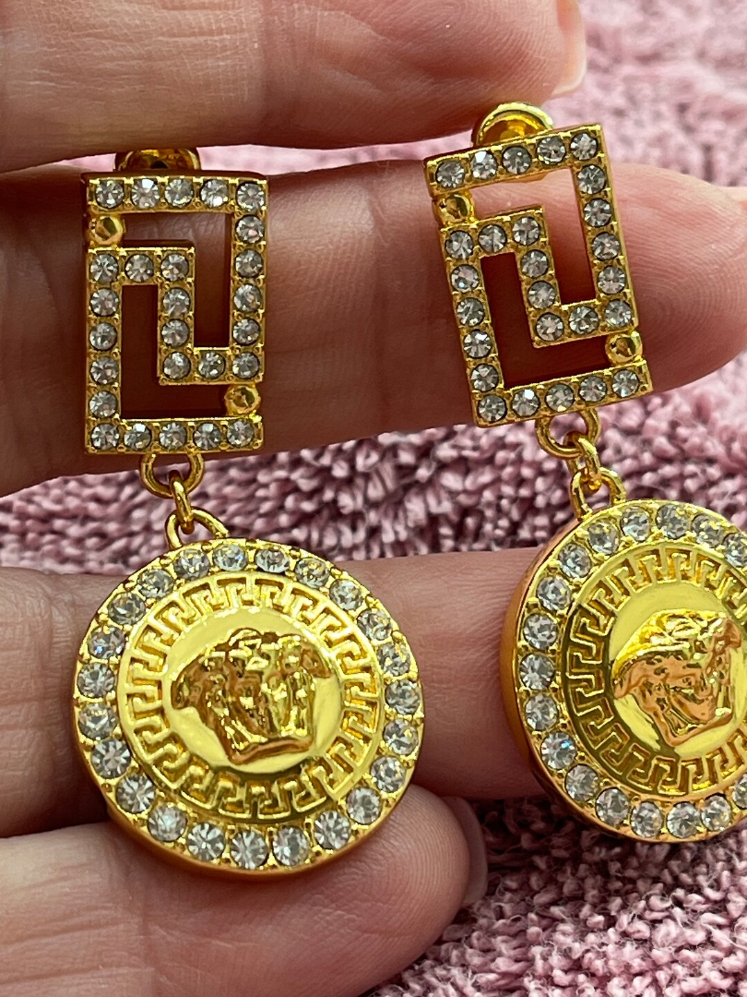 Original Versace Medusa Head Diamanté Dangle Earrings - Etsy