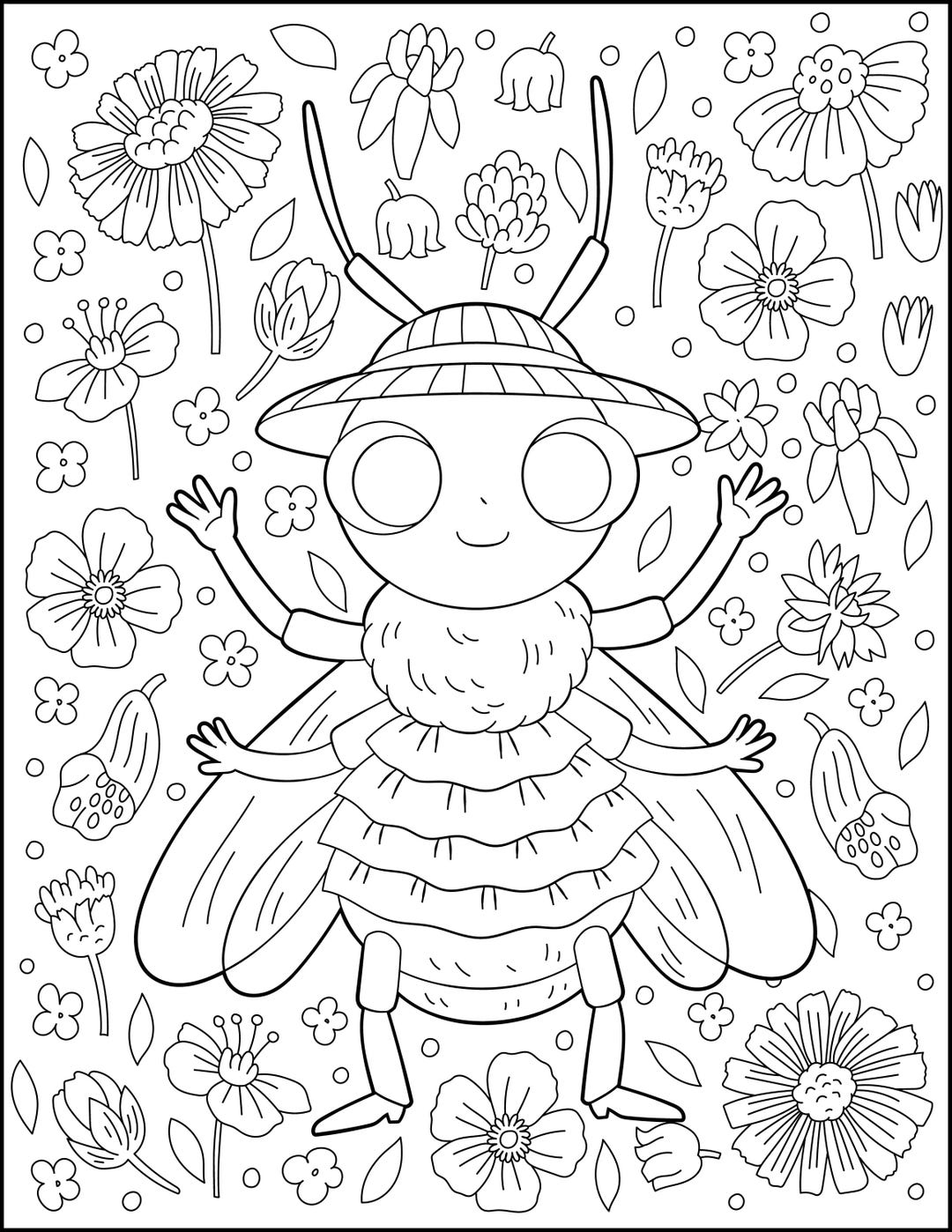 30 Cute Bee Coloring Pages | Fun Insect Printables for Kids , Adults ...