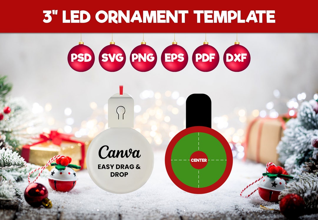 Sublimation 3" LED Ornament Template, Christmas Ornament Sublimation ...