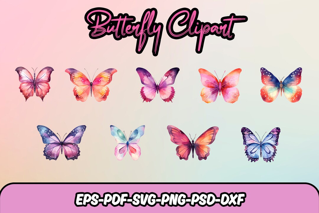 Watercolor Butterfly Bundle Clip Art | Nursery Art | Card Making | Clip ...