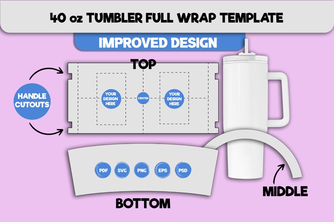 40oz Tumbler Template | Blank Tumbler Wrap Template | Stanley Tumbler ...