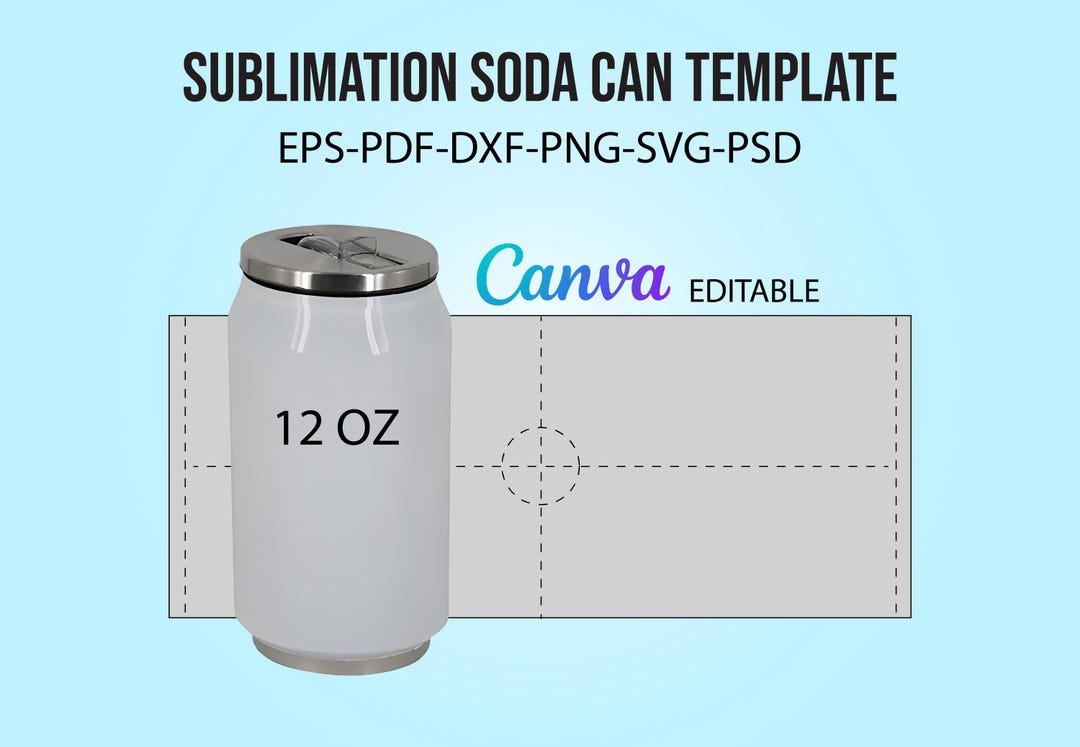 Sublimation Soda Can Template, Sublimation Can Wrap, Beer Can ...