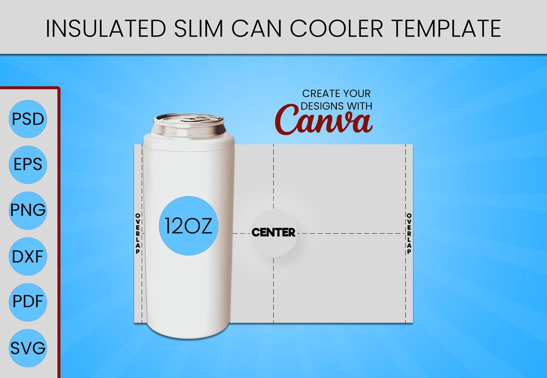12oz Insulated Slim Can Cooler Template, 12oz Template - Etsy