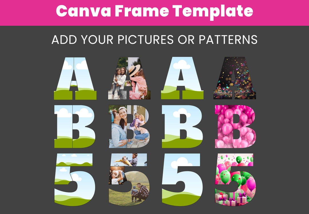 Canva Alphabet Frames - Drag and Drop Photo Template PNG - Etsy