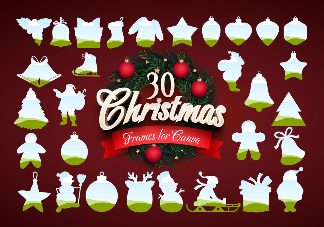 Canva Christmas Photo Frame Bundle - Drag and Drop Photo Sublimation ...