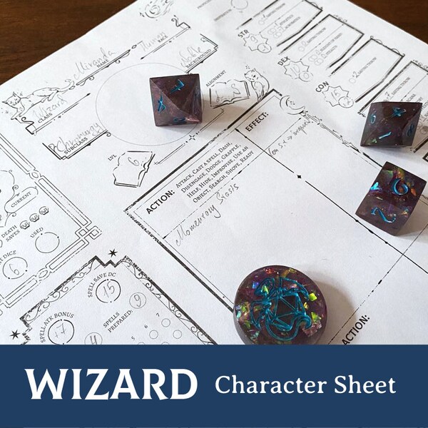 Dnd Wizard Character Sheet - Etsy