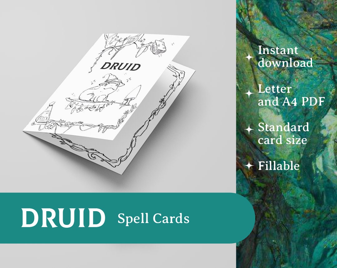 Dnd Editable Druid Spell Card - Etsy