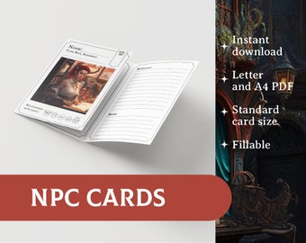 Fillable NPC Cards for D&D DM / Dungeon Master Tools NPC Stats Sheet Fillable and Printable Pdf ...