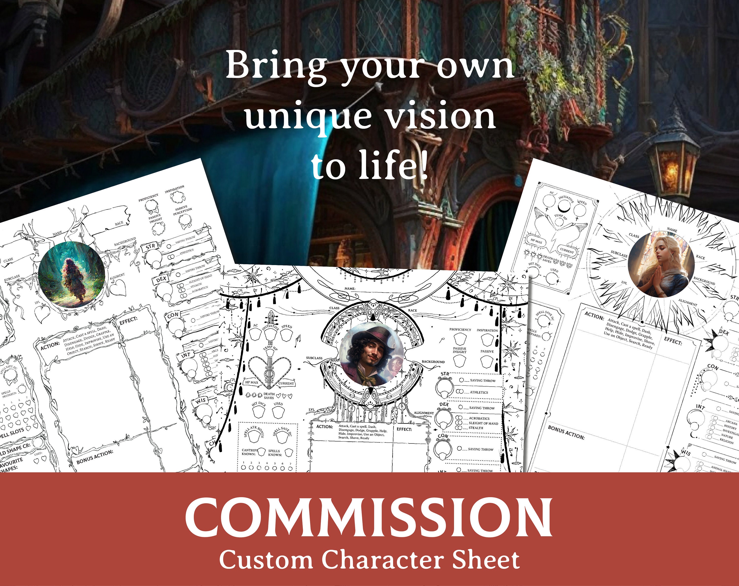 Dnd Character Sheet Commission - Etsy