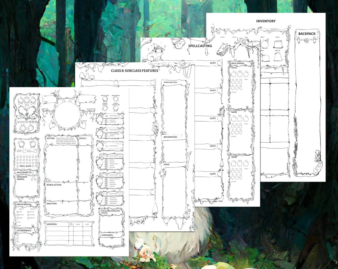 Dnd Druid Character Sheet - Etsy UK