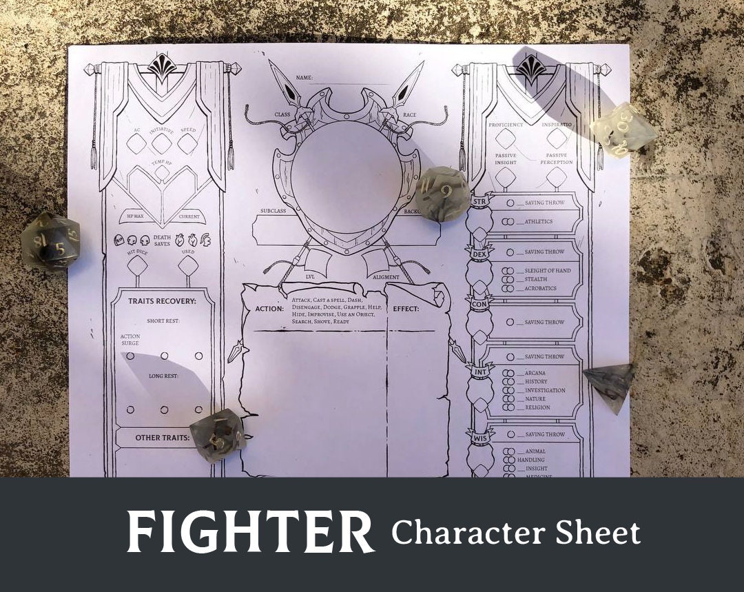 Dnd Fighter Character Sheet - Etsy UK