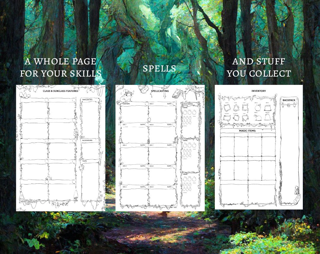 Dnd Druid Character Sheet - Etsy UK