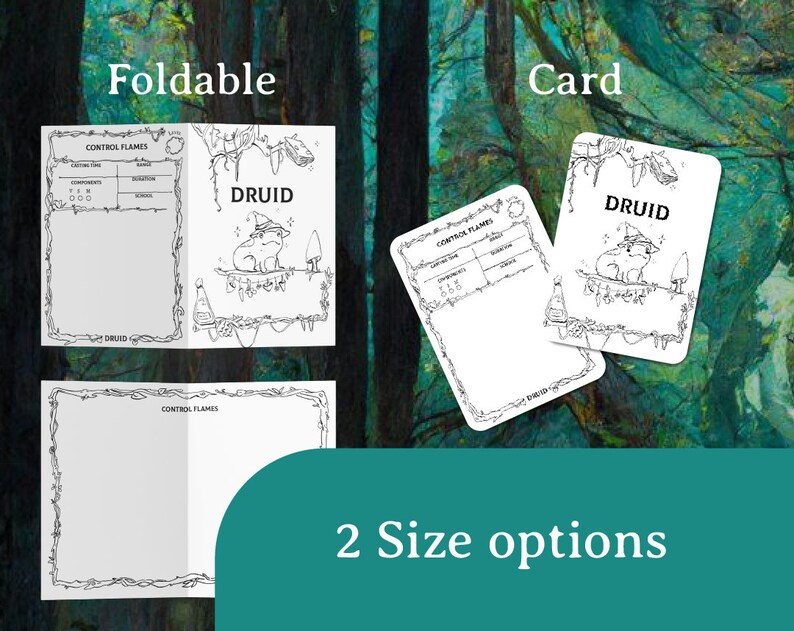Dnd Editable Druid Spell Card - Etsy