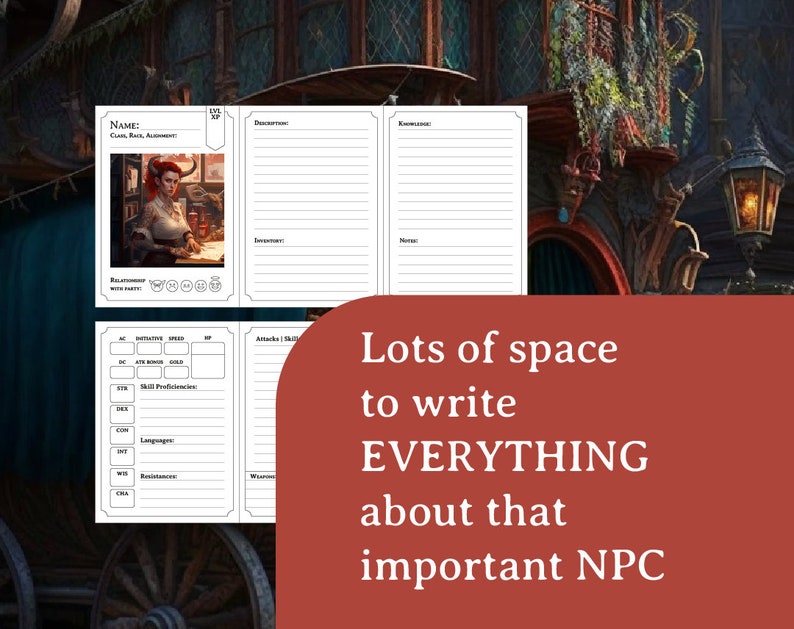 Dnd NPC Card and Sheet - Etsy