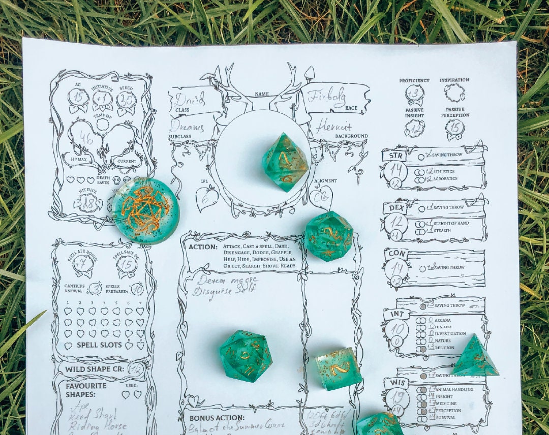 Dnd Druid Character Sheet - Etsy UK