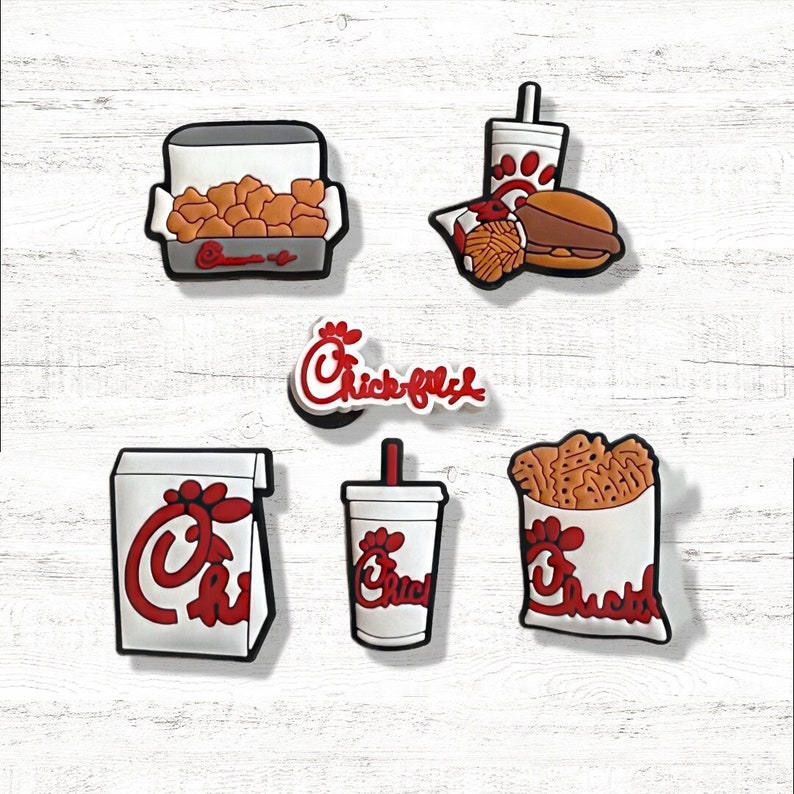 6 Chick-fil-a Croc Charm Bundle Chickfila Croc Charm Food - Etsy